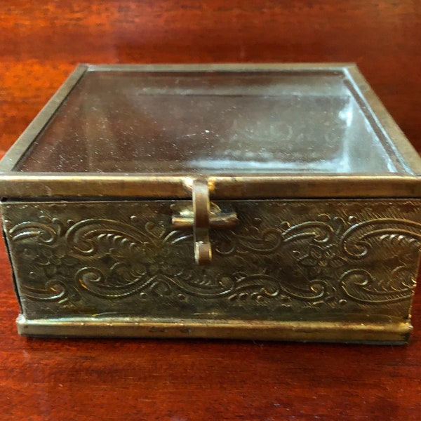 Brass and Glass Box - Etsy