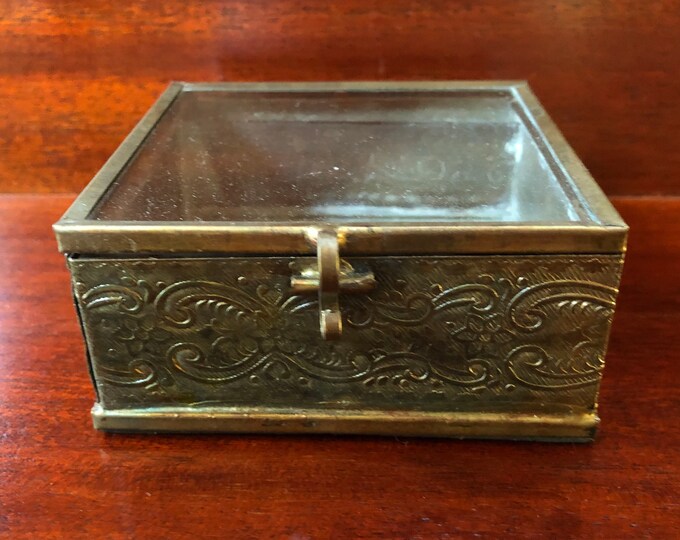 Brass & Glass Curio Box / Display Box / Trinket Box - Etsy