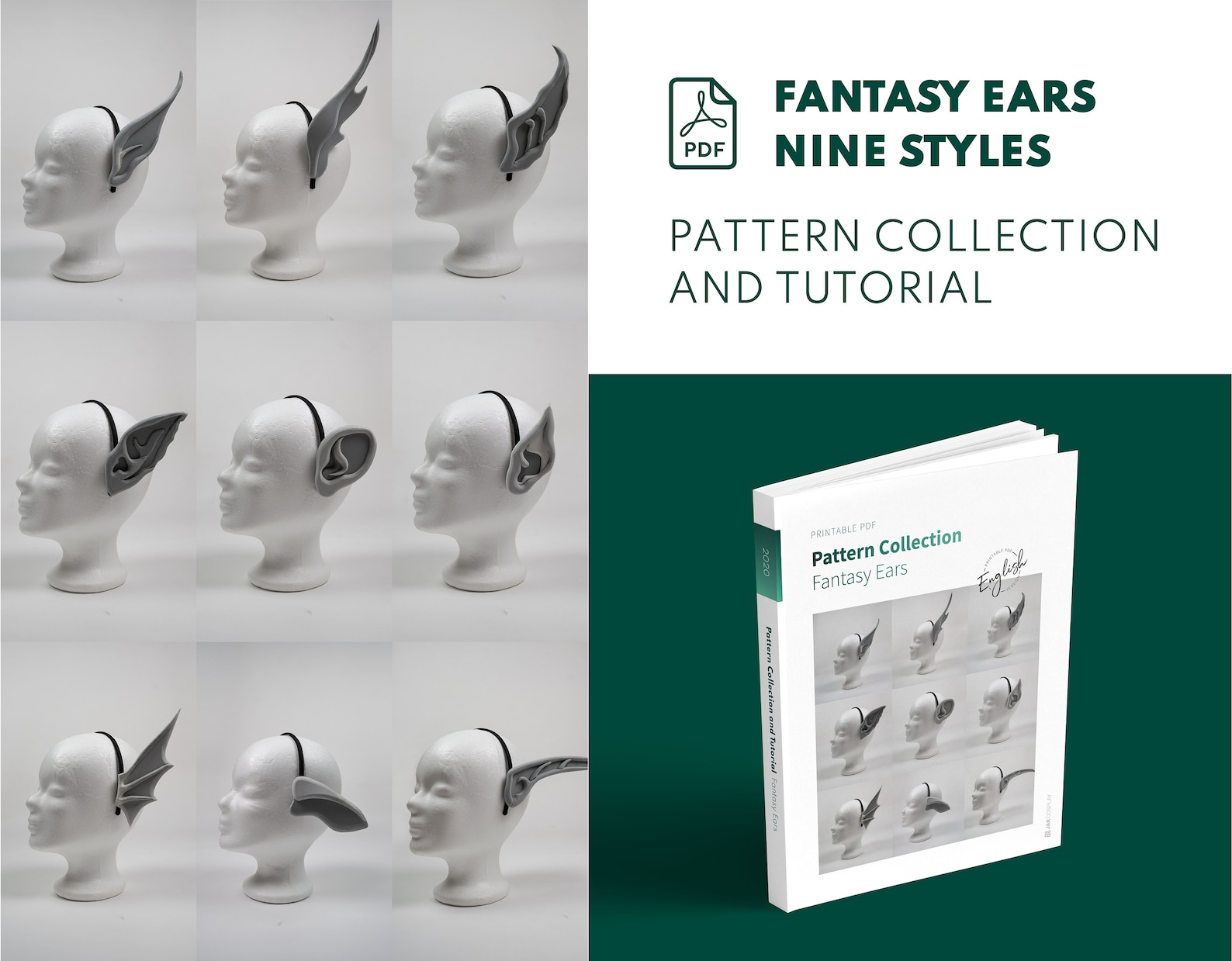 Fantasy Ears Cosplay Costume Pattern/ Blueprint Tutorial E-Book Digital ...