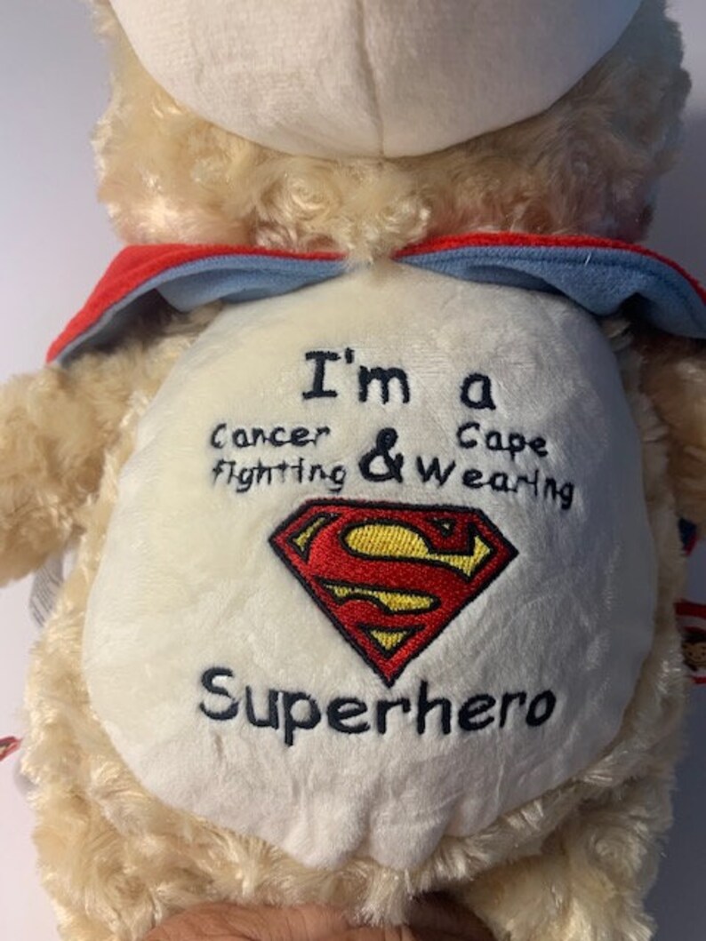 Superhero Cancer Fighting Bear Machine Embroidered 2nd - Etsy