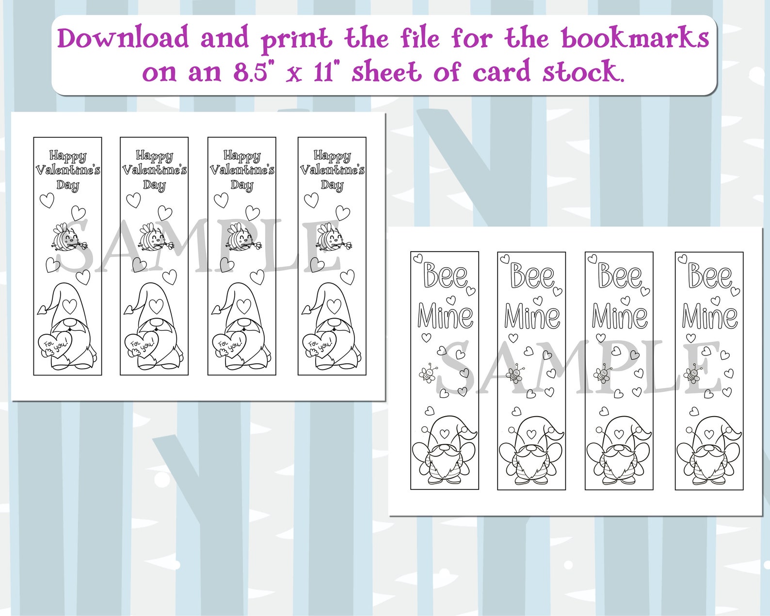Gnome Valentine's Day Coloring Bookmarks - 8 Designs for Kids to Color ...
