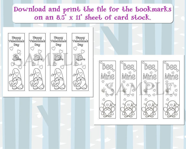 Gnome Valentine's Day Coloring Bookmarks - 8 Designs for Kids to Color ...