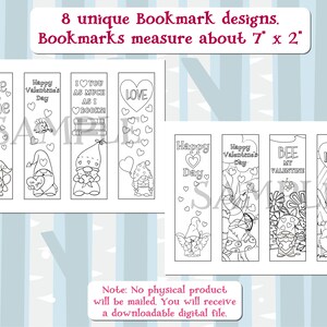 Gnome Valentine's Day Coloring Bookmarks - 8 Designs for Kids to Color ...
