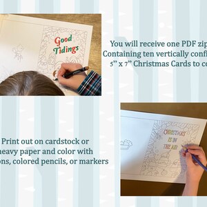 Christmas Coloring Cards- 10 Printable Holiday Cards for Kids to Color ...