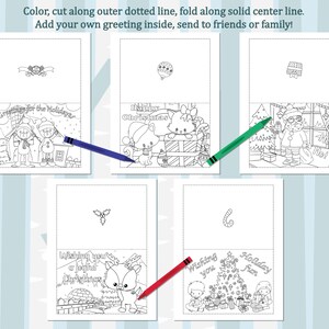 Christmas Coloring Cards- 10 Printable Holiday Cards for Children to ...