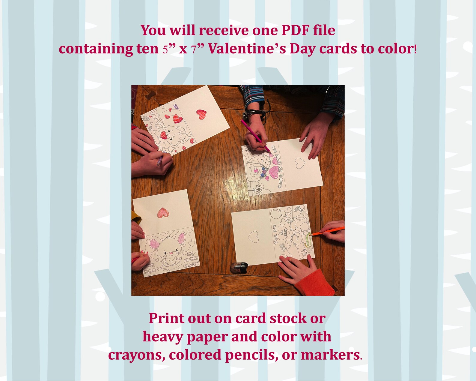 Valentine's Day Coloring Cards- 10 Printable Animal Cards for Kids to ...