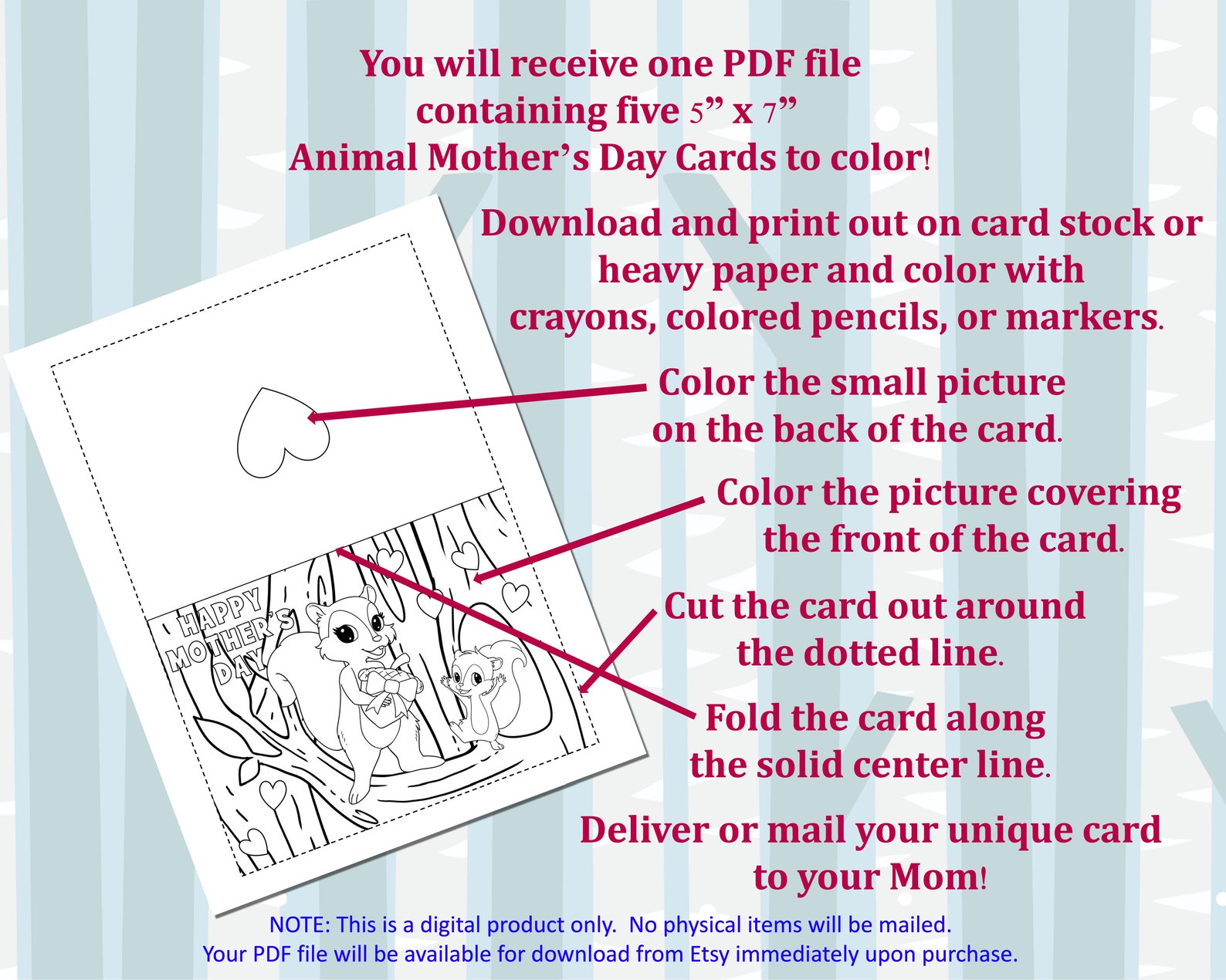 Mother's Day Printable Cards - 5 Animal Mother's Day Cards for Kids to ...