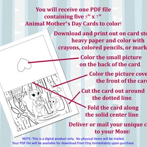 Mother's Day Printable Cards - 5 Animal Mother's Day Cards for Kids to ...