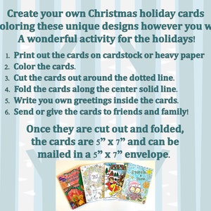 Christmas Coloring Cards- 10 Printable Holiday Cards for Kids to Color ...