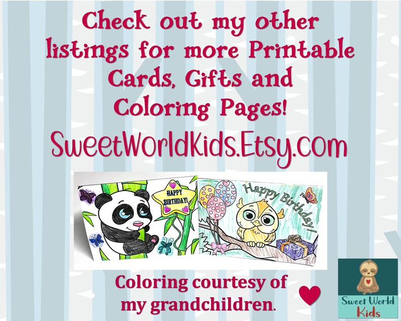 Birthday Printable Cards - 10 Coloring Animal Cards for Kids to Color ...