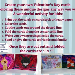 Valentine's Day Coloring Cards- 10 Printable Animal Cards for Kids to ...