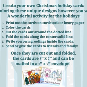 Christmas Coloring Cards- 10 Printable Holiday Cards for Children to ...