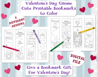 Printable Cute Valentine Coloring Bookmarks for Kids, Children's ...