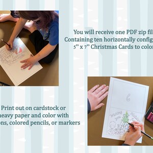 Christmas Coloring Cards- 10 Printable Holiday Cards for Children to ...