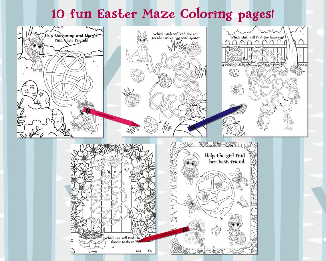 Easter Maze Coloring Pages - Printable Mazes for Kids - 10 Pages ...
