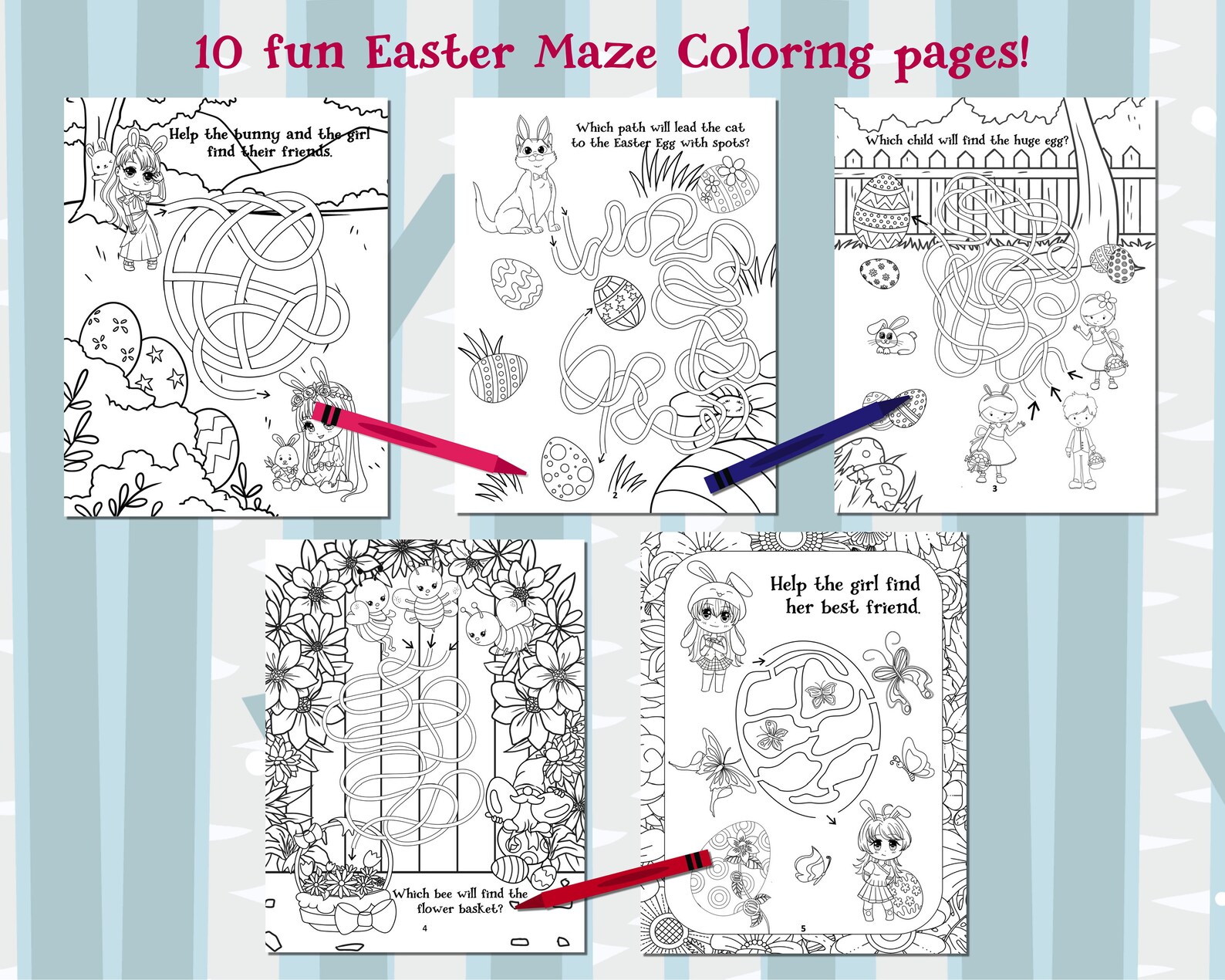 Easter Maze Coloring Pages - Printable Mazes for Kids - 10 Pages ...