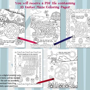 Easter Maze Coloring Pages - Printable Mazes for Kids - 10 Pages ...