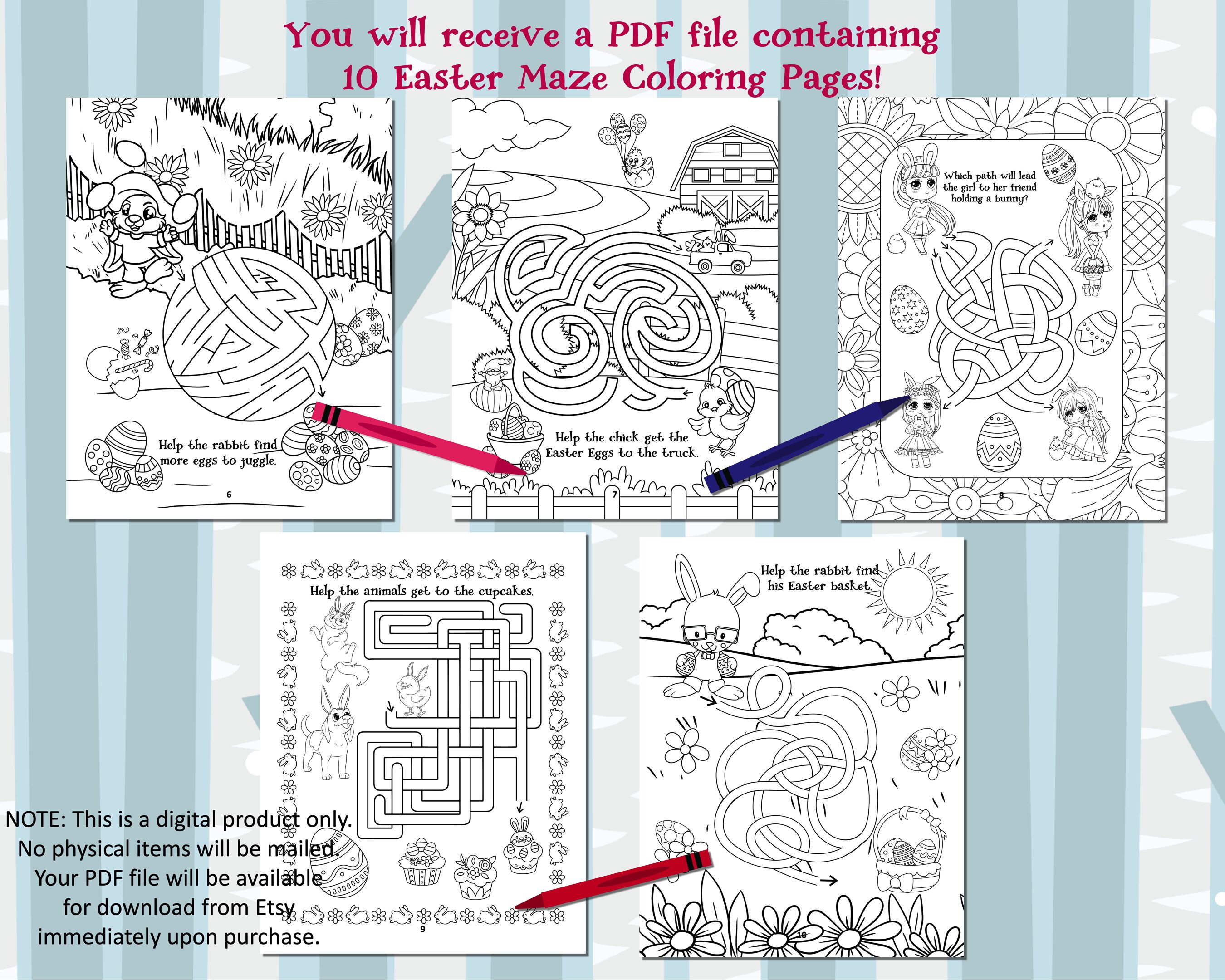 Easter Maze Coloring Pages - Printable Mazes for Kids - 10 Pages ...