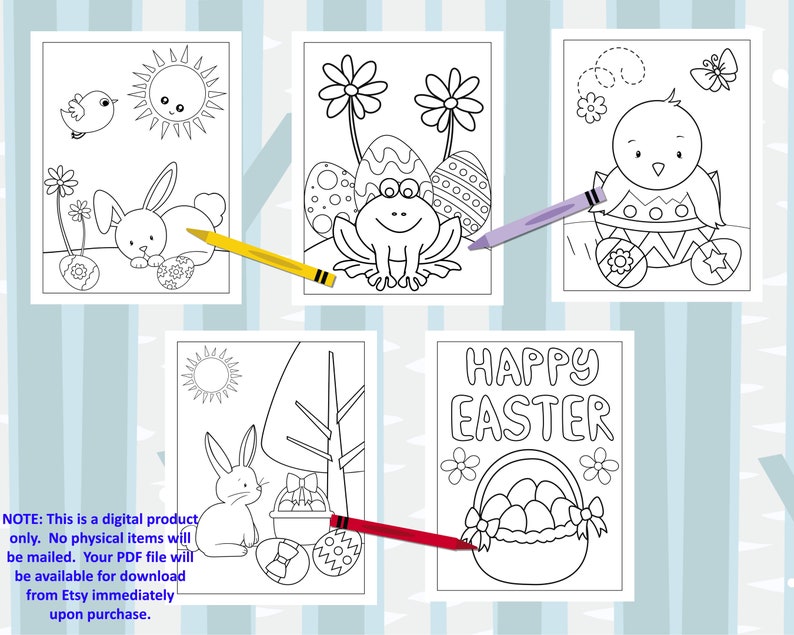 Easter Coloring Pages 10 Printable Pages Good for Younger - Etsy