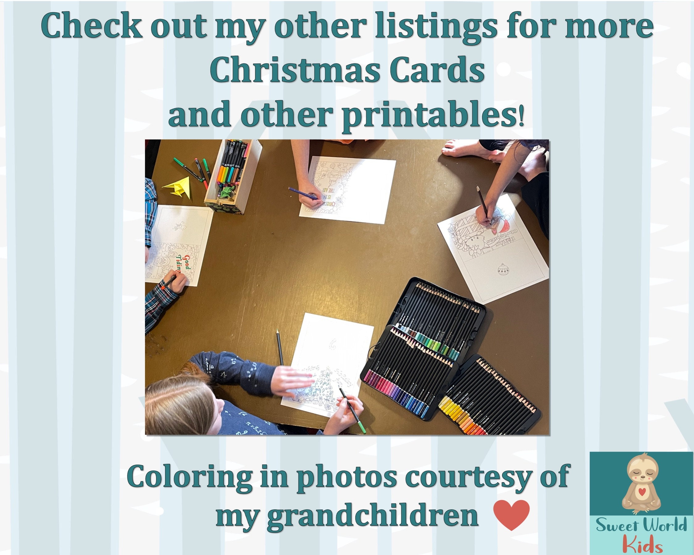 Christmas Coloring Cards- 10 Printable Holiday Cards for Kids to Color ...