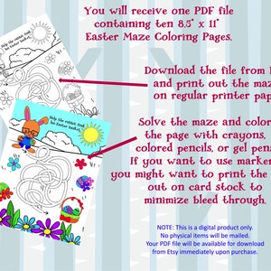 Easter Maze Coloring Pages - Printable Mazes for Kids - 10 Pages ...