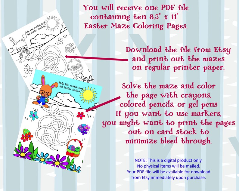Easter Maze Coloring Pages - Printable Mazes for Kids - 10 Pages ...