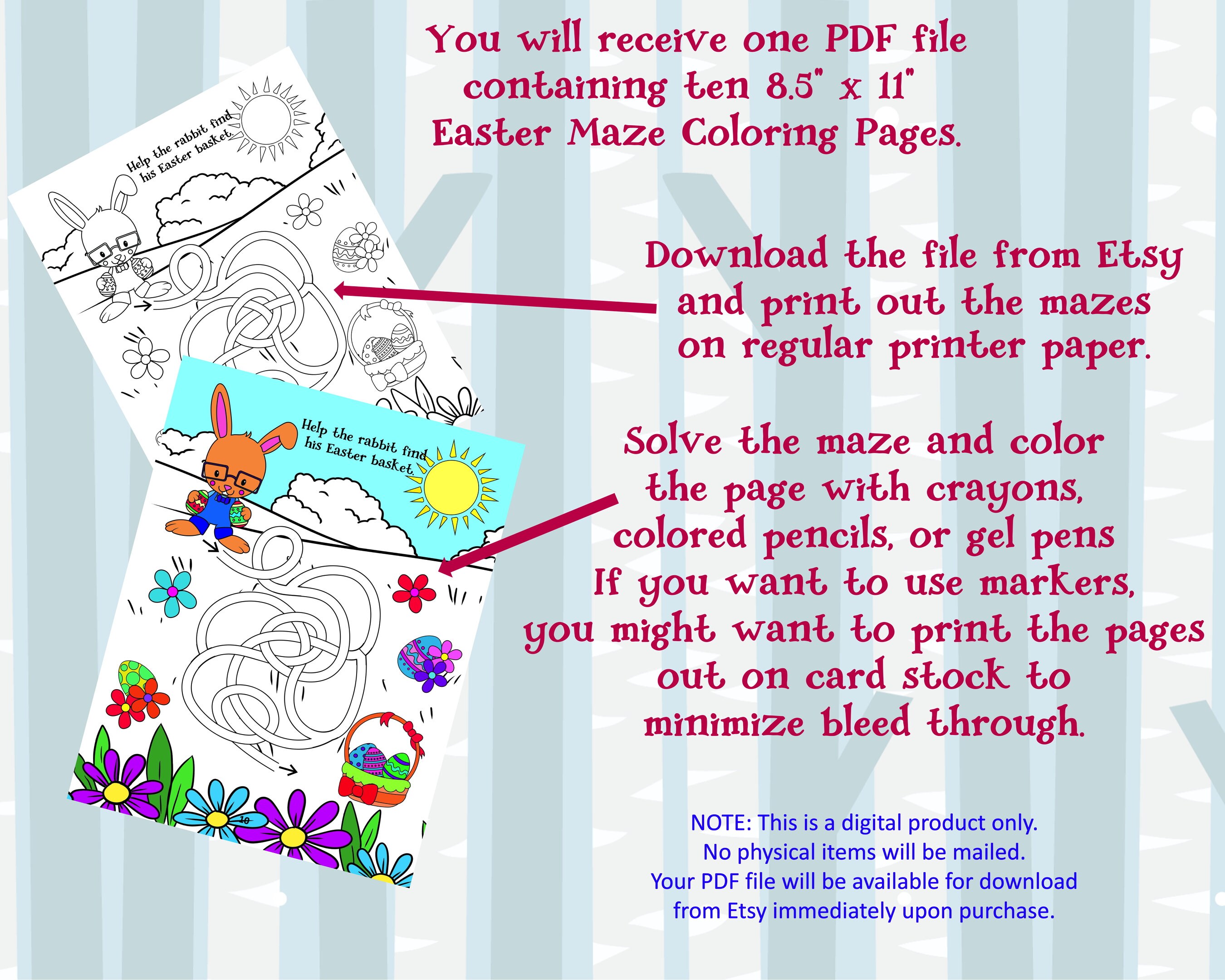 Easter Maze Coloring Pages - Printable Mazes for Kids - 10 Pages ...