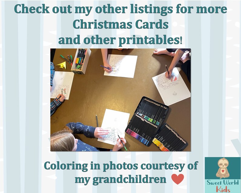 Christmas Coloring Cards- 10 Printable Holiday Cards for Children to ...