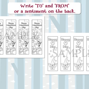 Gnome Valentine's Day Coloring Bookmarks - 8 Designs for Kids to Color ...