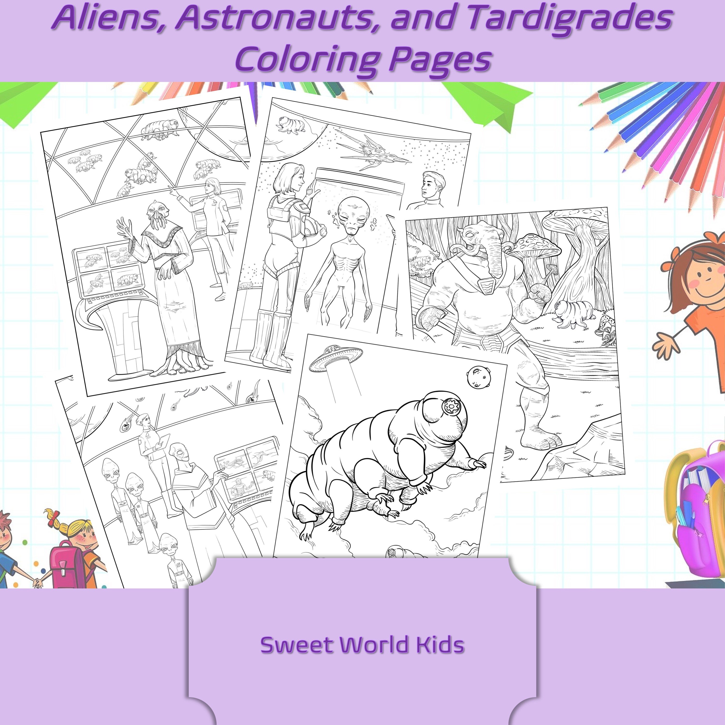 Aliens, Astronauts, and Tardigrades Digital Printable 20 Coloring Pages ...