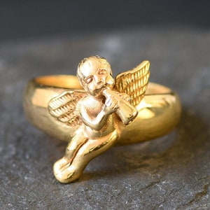 Gold Angel Ring Angelic Ring Cupid Ring Saint Ring - Etsy