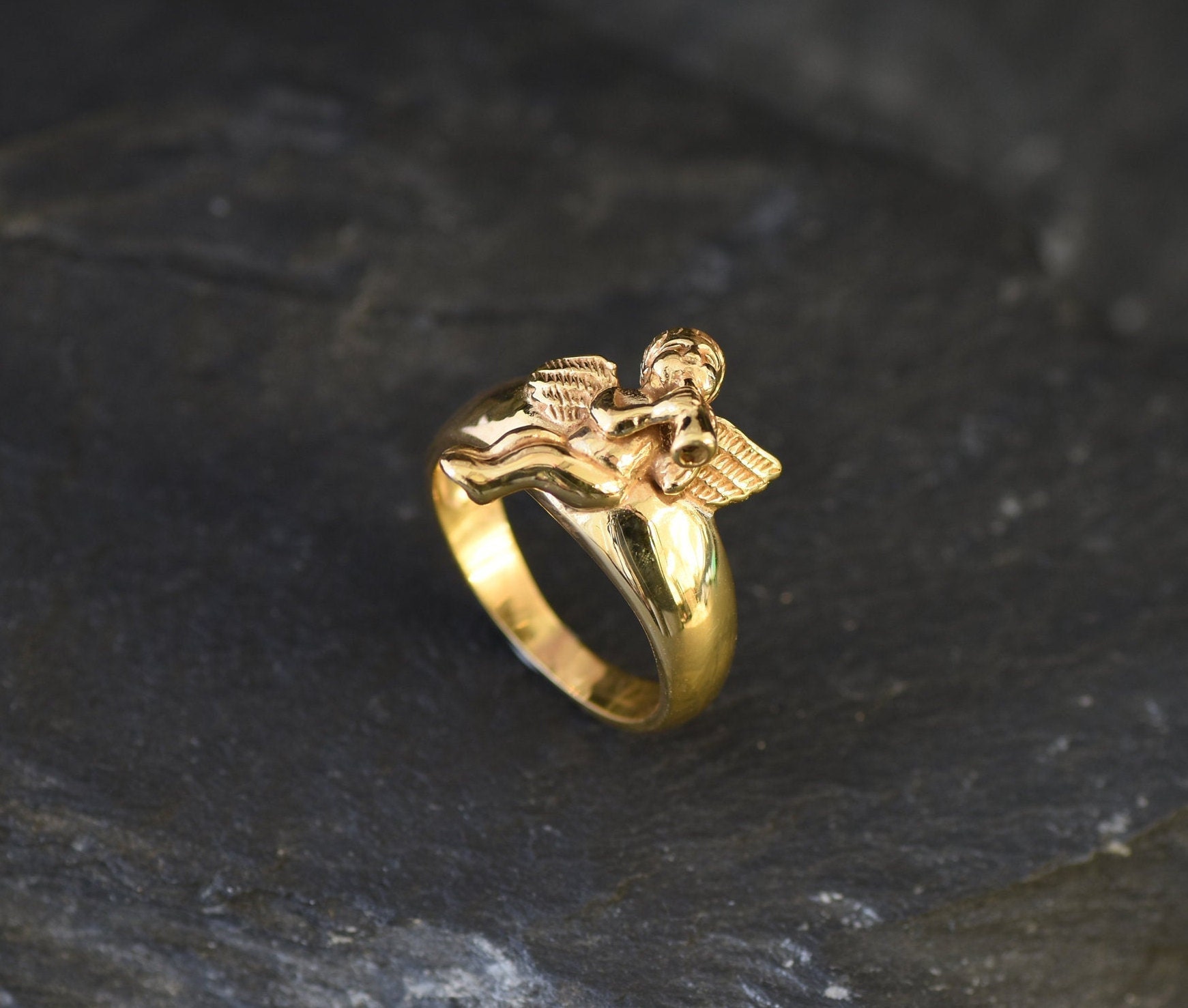 Gold Angel Ring Angelic Ring Cupid Ring Saint Ring | Etsy