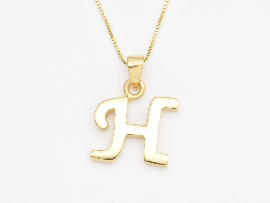 Gold Letter H Pendant, Letter Charm, Initial H Necklace, Alphabet ...