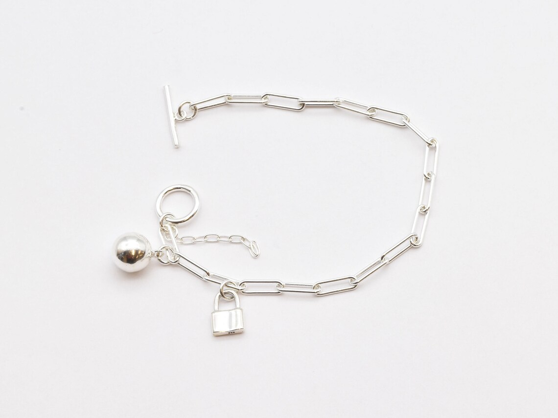 Silver Lock Bracelet, Silver Chain Bracelet, Lock Chain Bracelet ...