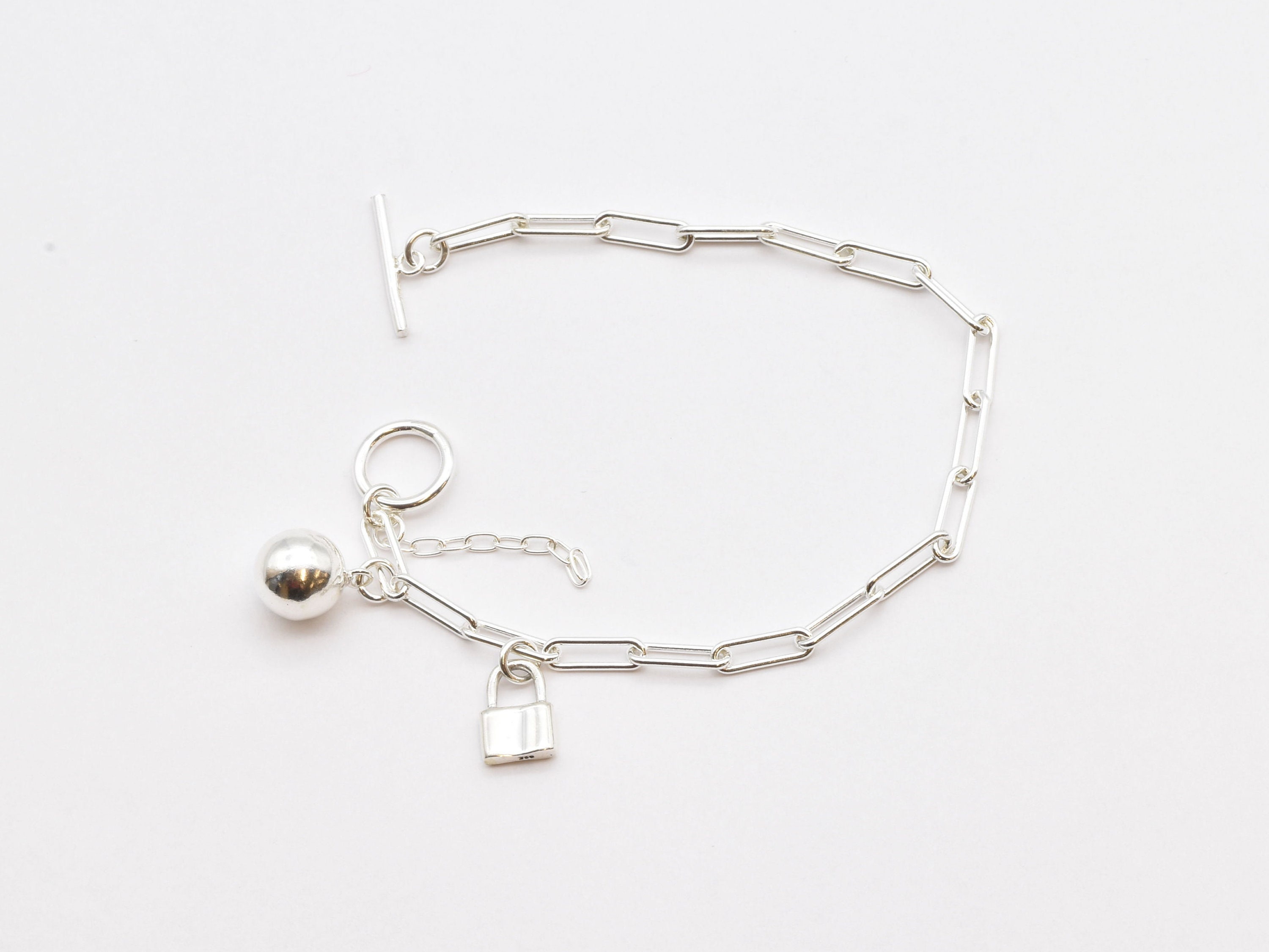 Silver Lock Bracelet, Silver Chain Bracelet, Lock Chain Bracelet ...