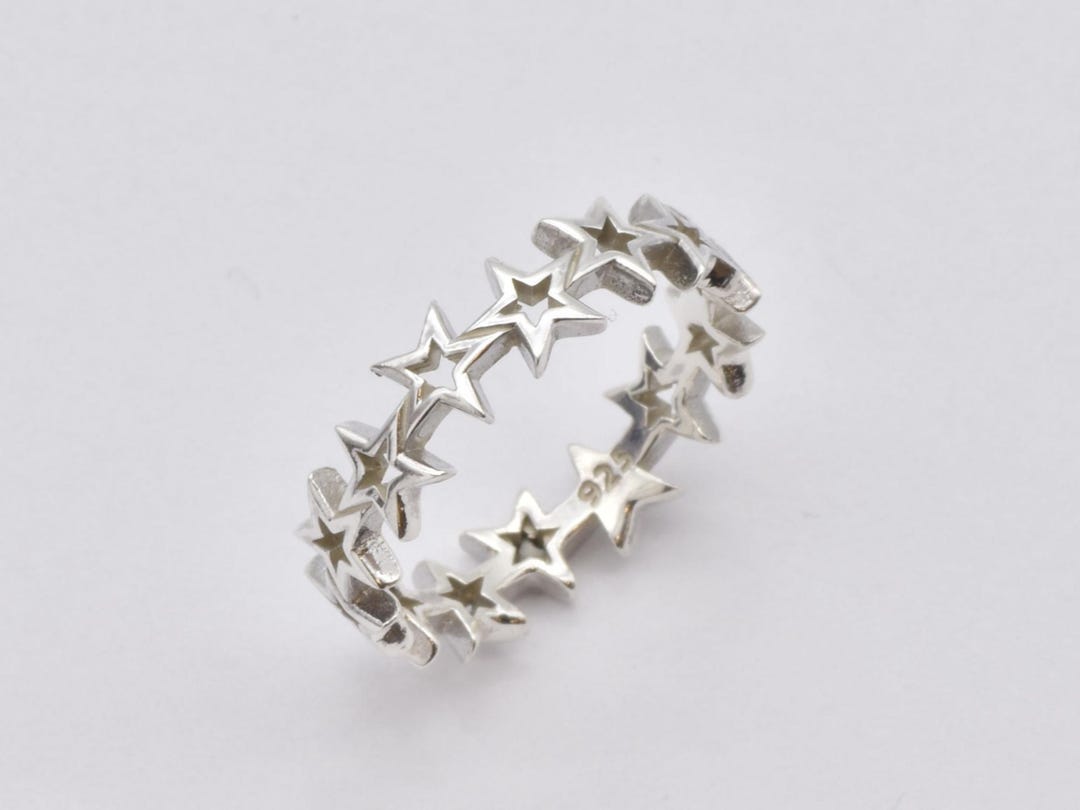 Silver Stars Band, Star Cluster Ring, Lined Stars Ring, Constellation ...