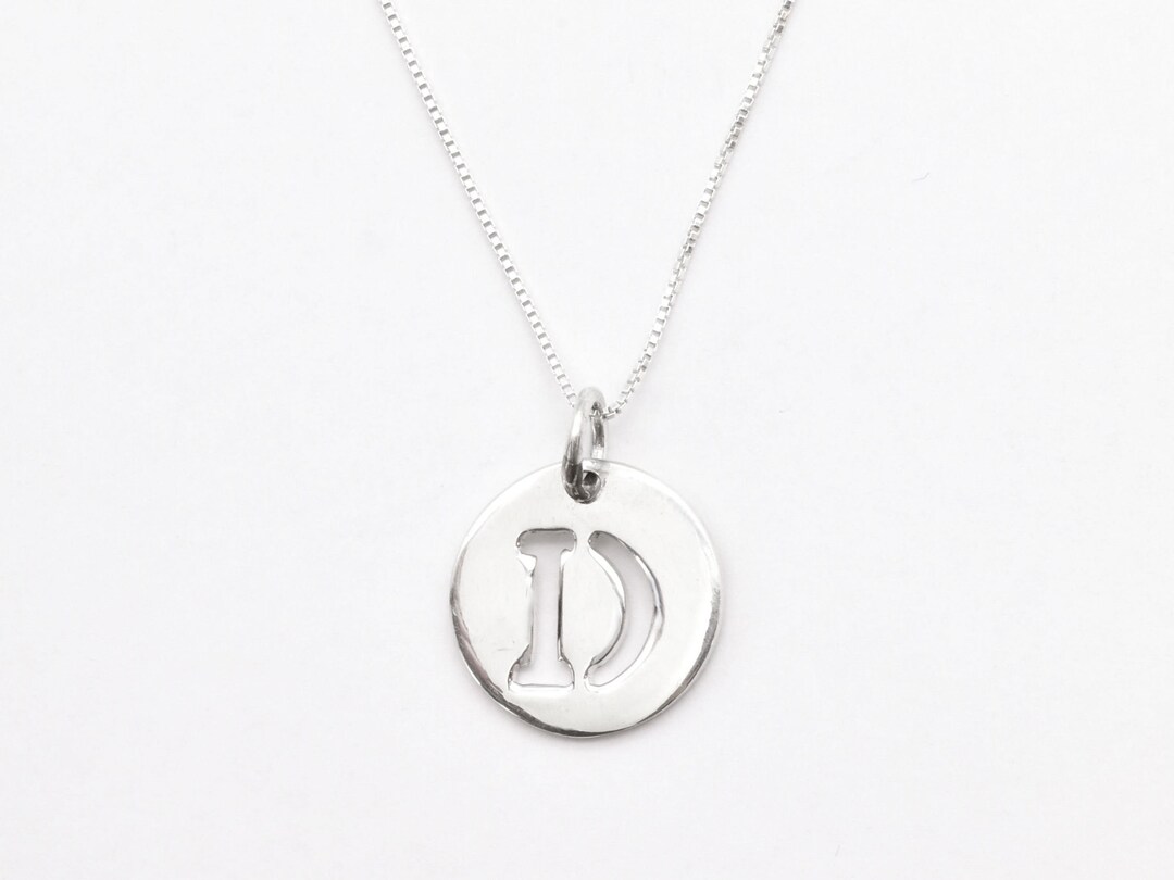 Letter D Pendant, Big Letter Necklace, Silver Disc Pendant, Solid ...