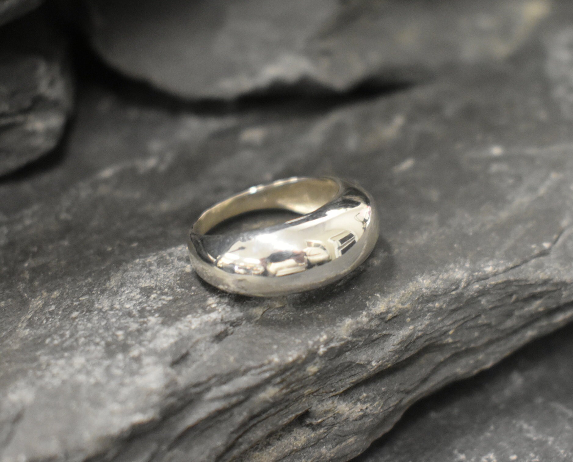 Smooth Silver Ring Convex Ring Solid Silver Ring Bubble - Etsy UK