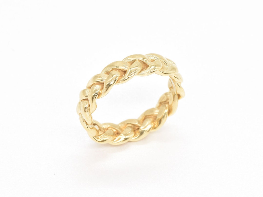 Gold Braided Band, Chain Link Ring, Chain Rope Ring, Braided Wedding ...