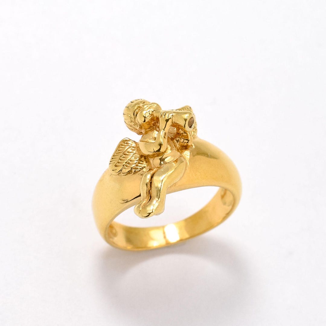 Gold Angel Ring, Angelic Ring, Cupid Ring, Saint Ring, Statement Ring ...