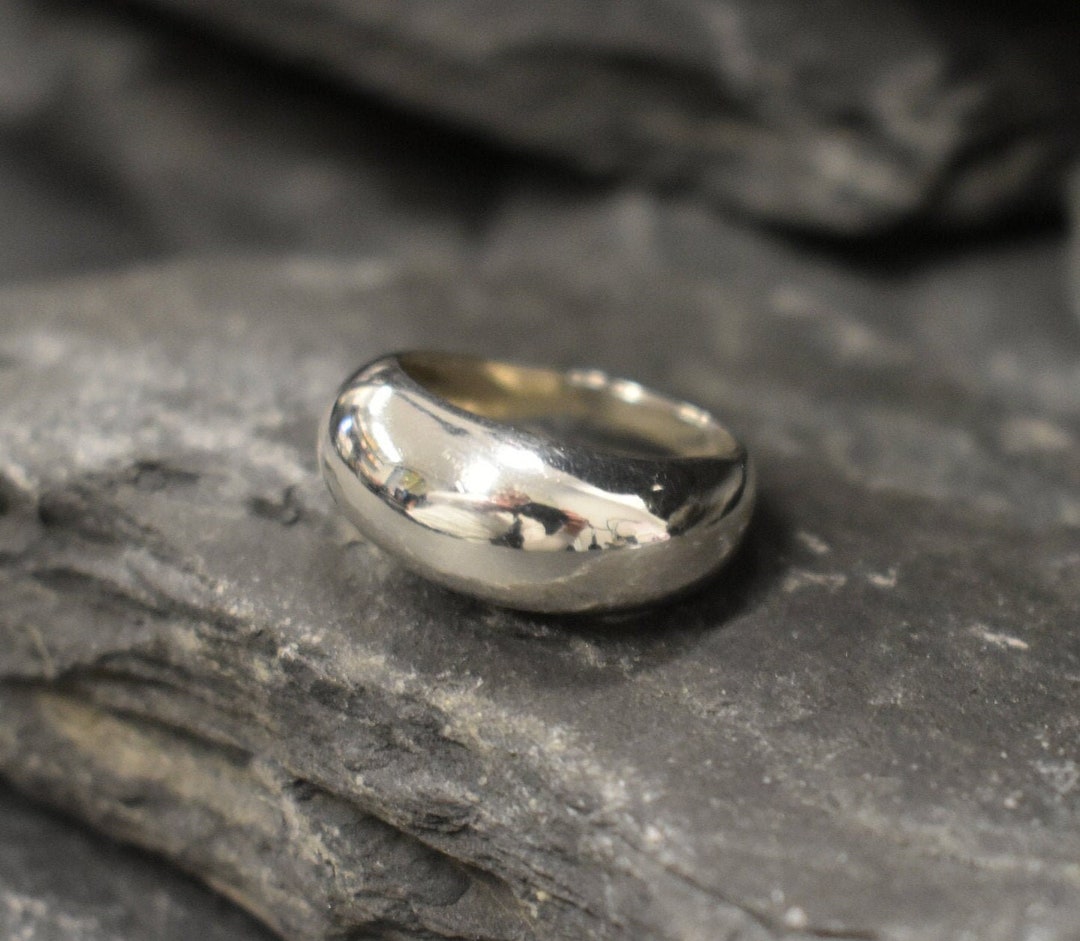 Smooth Silver Ring, Convex Ring, Solid Silver Ring, Bubble Ring ...
