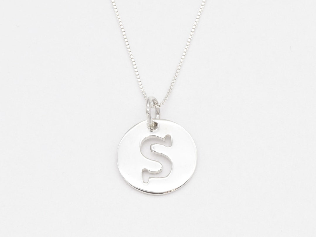 Letter S Pendant, Big S Necklace, Disc Letter Pendant, Alphabet Round ...