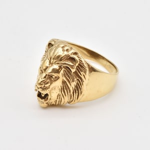 Gold Lion Ring, Lion Head Ring, Lion King Band, 3D Lion Ring, Gothic ...