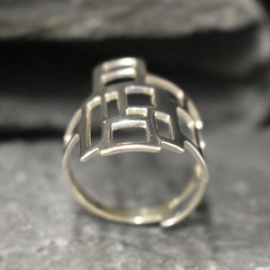 Geometric Ring, Statement Ring, Solid Silver Ring, Long Ring, Tower Ring, Rectangle Ring ...