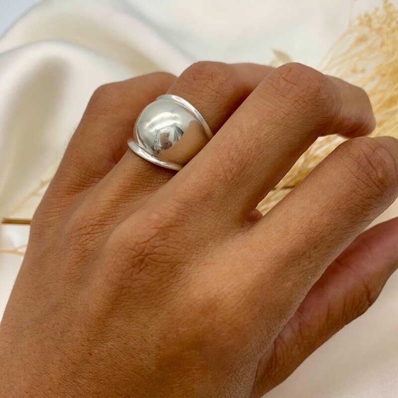 Wide Silver Ring - Etsy
