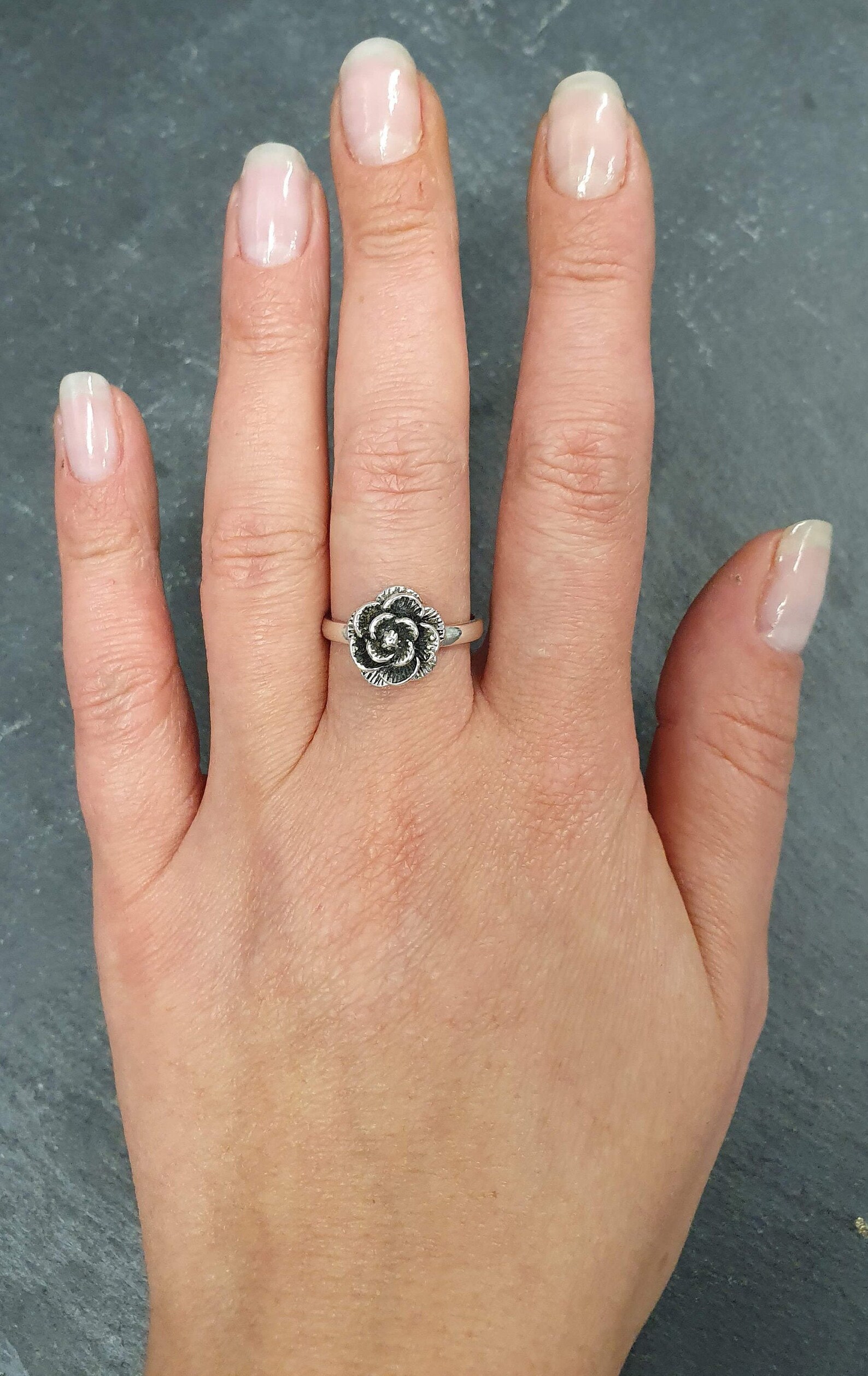 Silver Flower Ring Flower Ring Small Flower Ring Rose Ring - Etsy UK