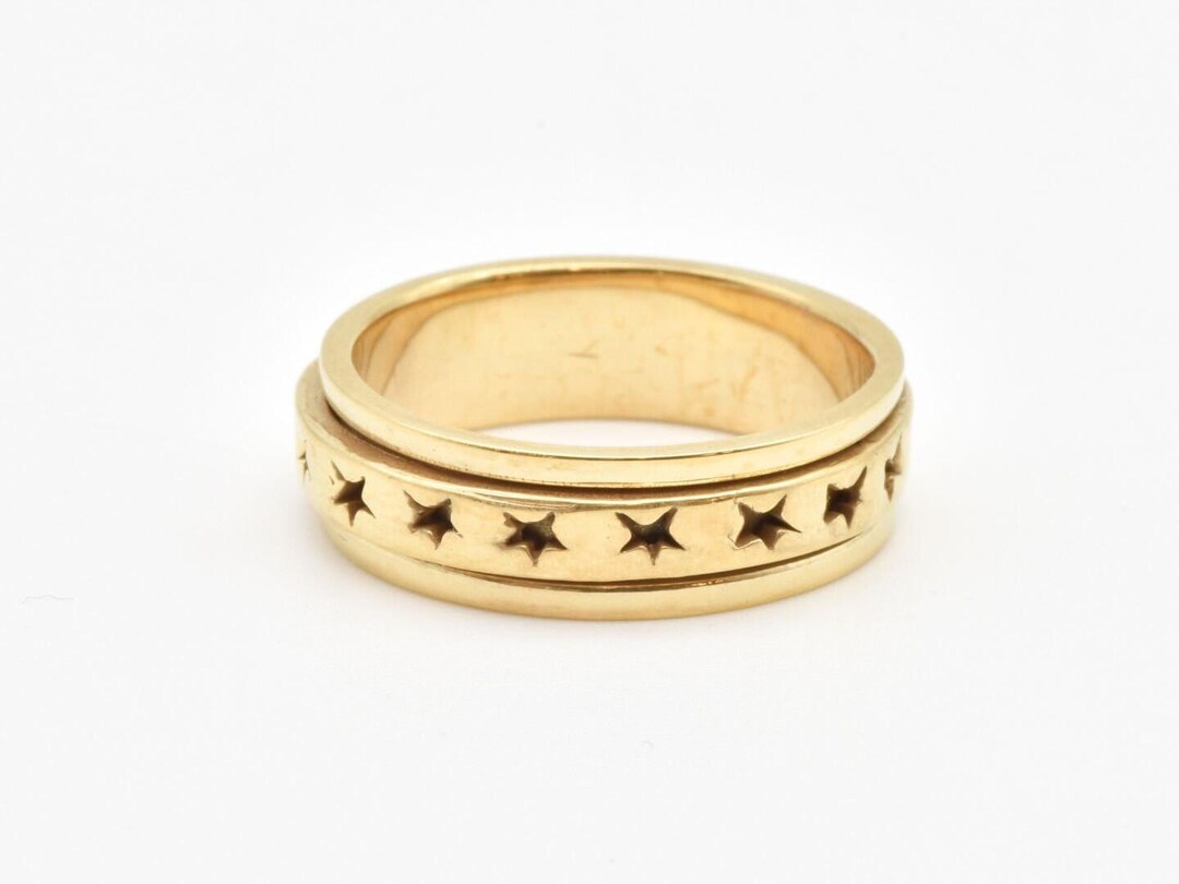 Gold Star Ring, Star Spinning Ring, Star Band, Gold Star Band, Star ...