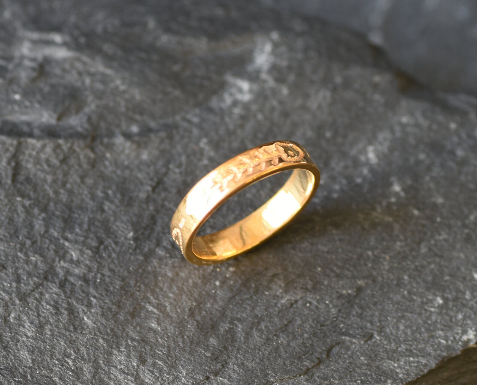 Gold Fish Ring Embossed Ring Fish Band Gold Band Stackable | Etsy UK