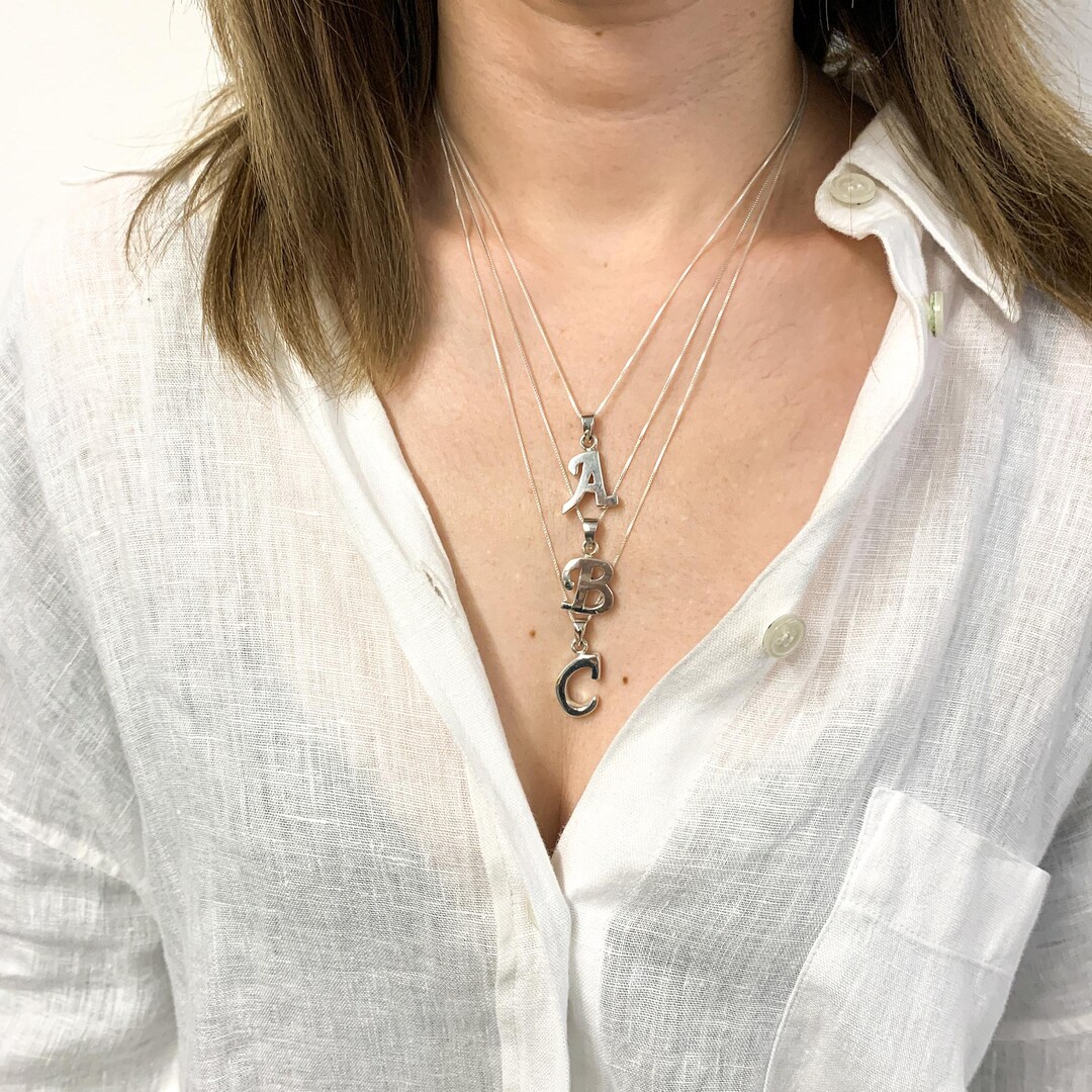 Silver Letter Pendant, Silver Initial Pendant, Letter Pendant, Initial ...