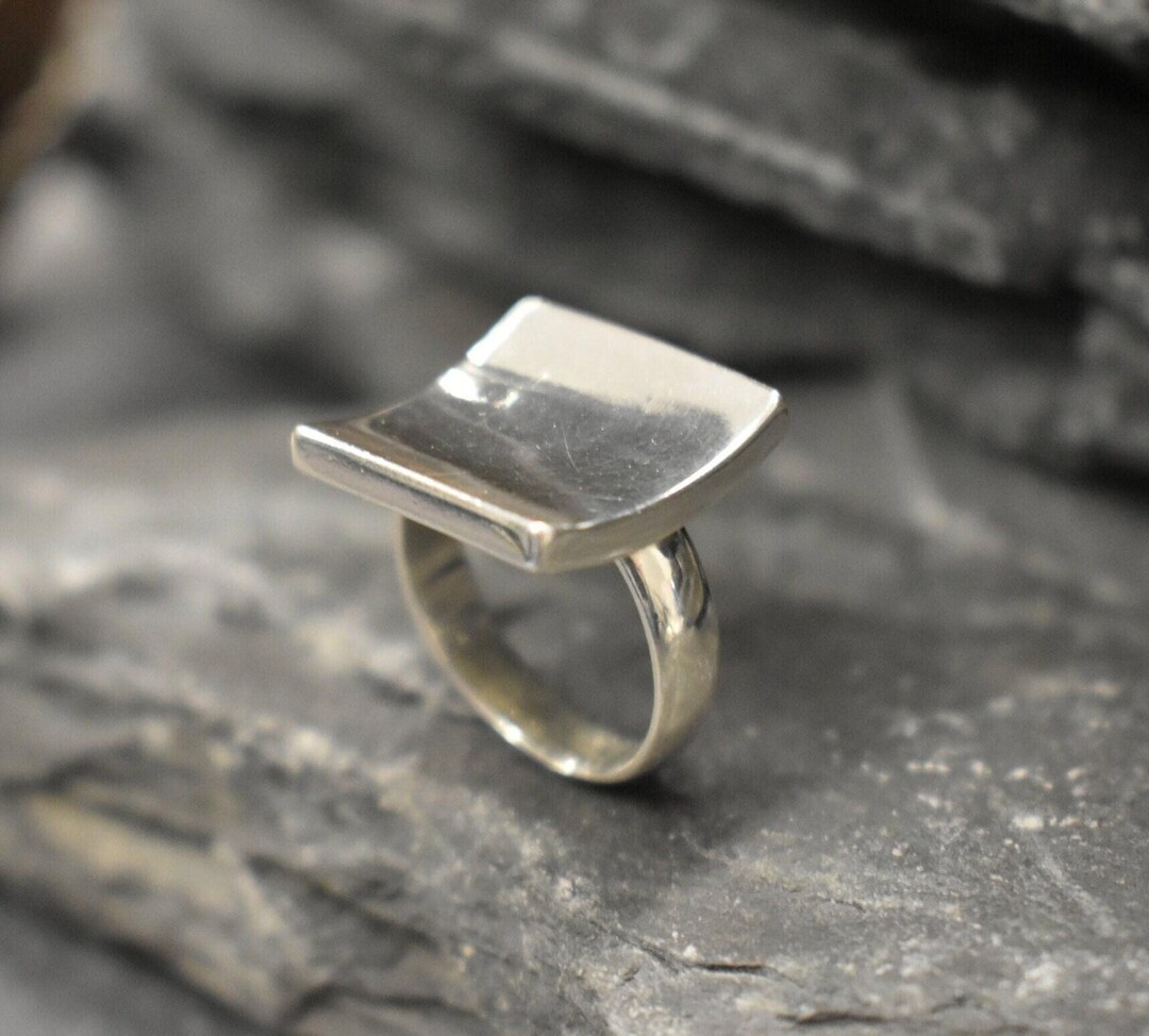 Large Square Ring, Statement Ring, Geometric Ring, Silver Square Ring ...
